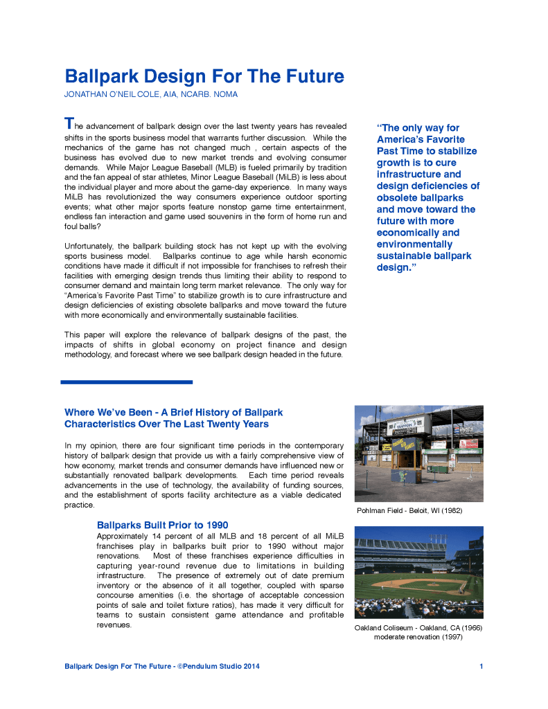 Ballpark Design for the Future - 2014 Release
